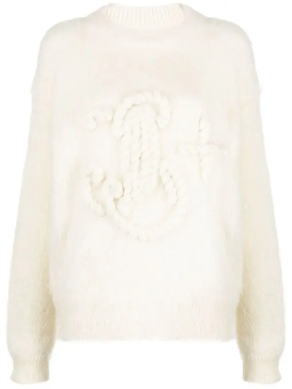 JIL SANDER Logo-embroidered Chunky-knit Jumper - White