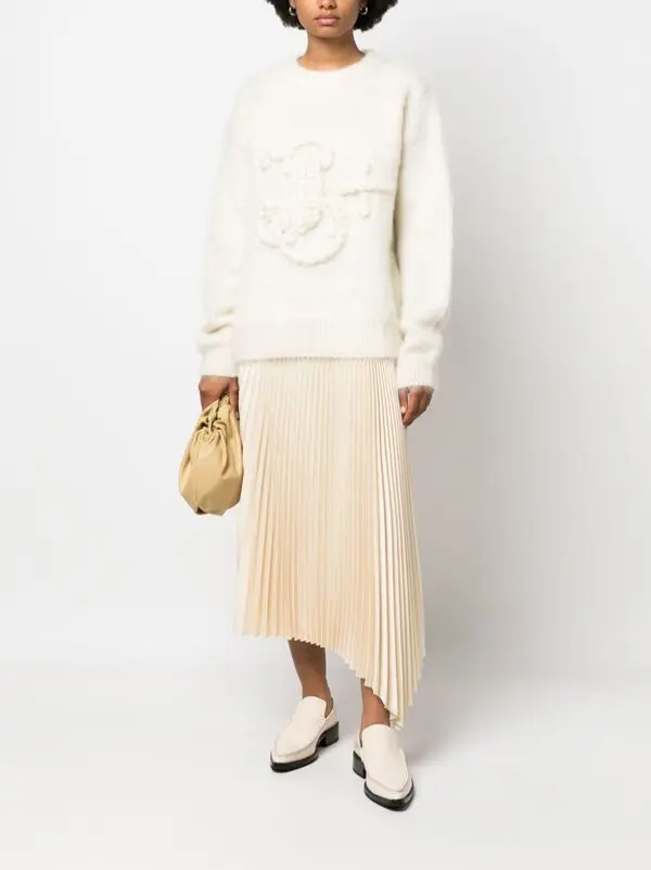 JIL SANDER Logo-embroidered Chunky-knit Jumper - White