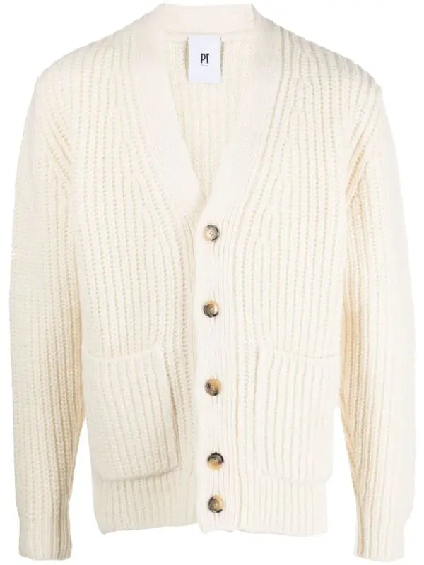 PT TORINO Ribbed Knit Cardigan
