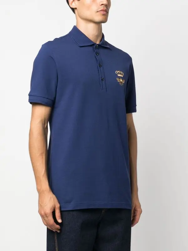 Dolce & Gabbana Embroidered Emblem Polo Shirt - Blue