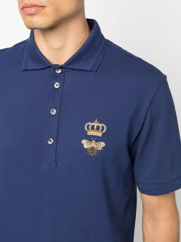 Dolce & Gabbana Embroidered Emblem Polo Shirt - Blue