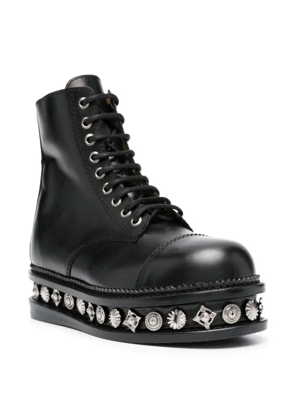 Toga Stud-embellished Leather Boots - Black