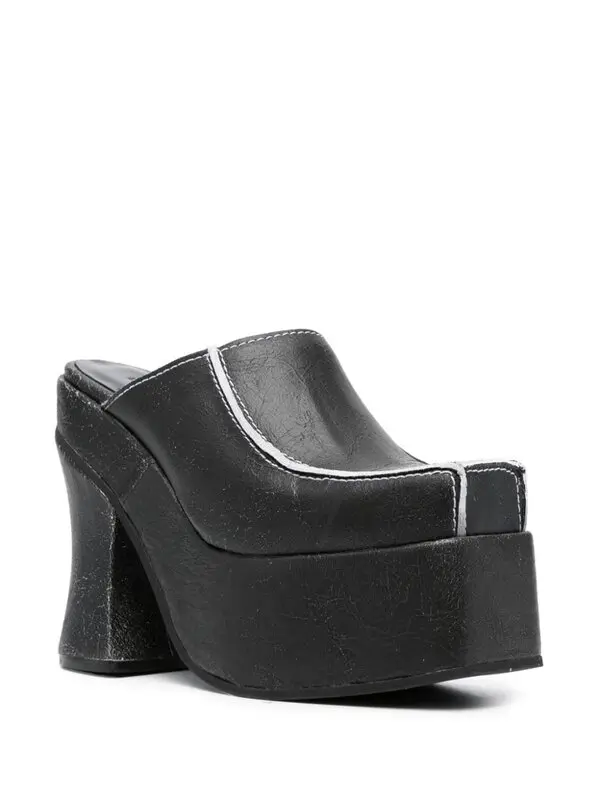 Eckhaus Latta 140mm Cracked-leather Platform Mules