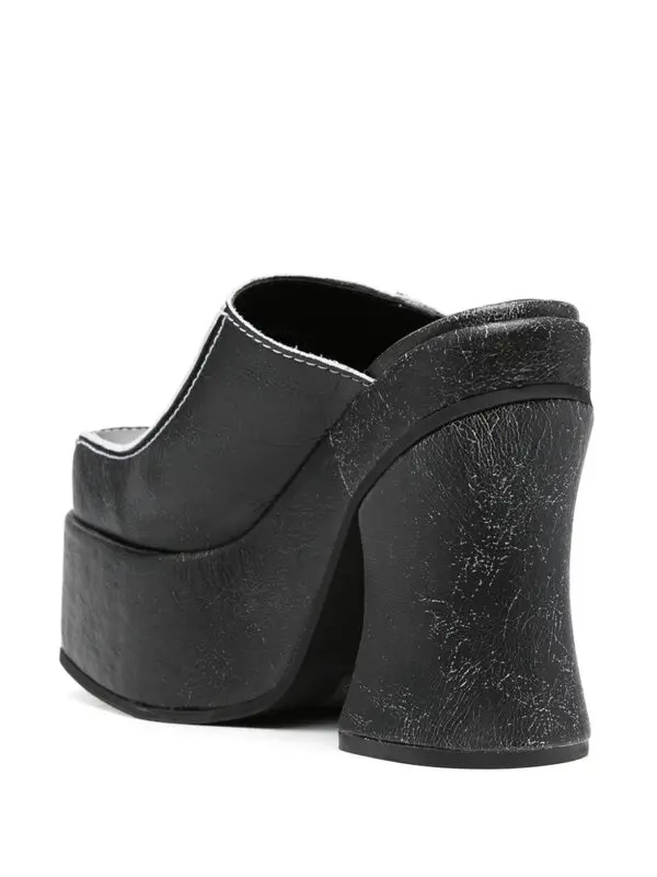 Eckhaus Latta 140mm Cracked-leather Platform Mules