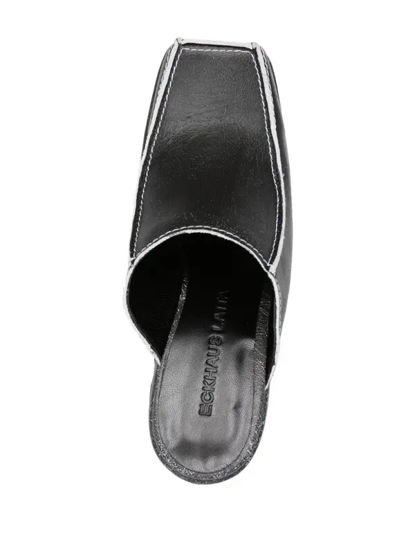 Eckhaus Latta 140mm Cracked-leather Platform Mules