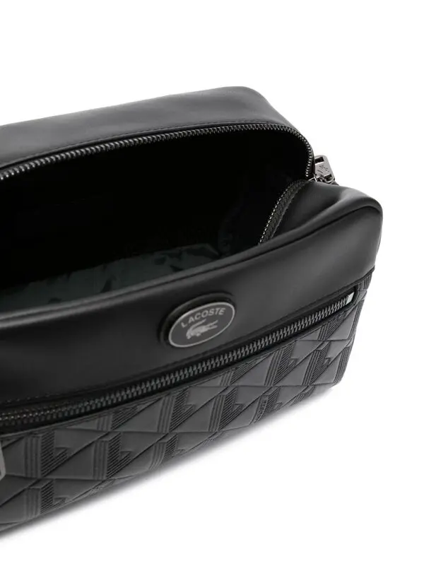 Lacoste Monogram Debossed Leather Crossbody Bag