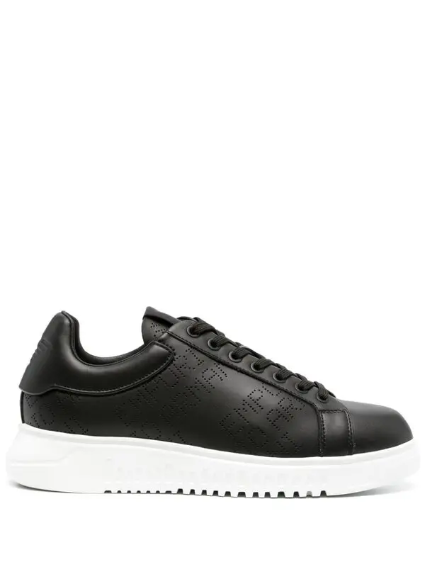 Emporio Armani Icon Logo-perforated Leather Sneakers