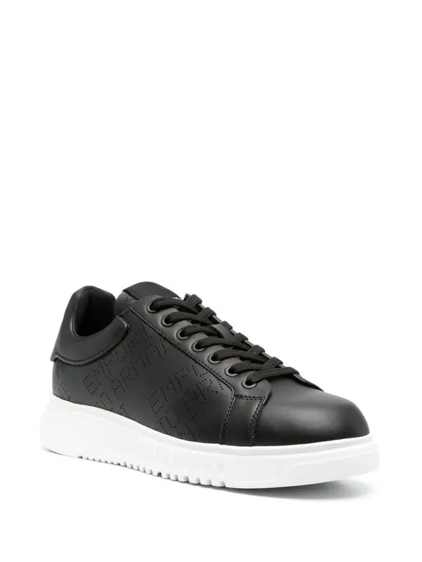 Emporio Armani Icon Logo-perforated Leather Sneakers
