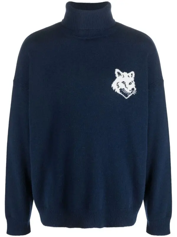 Maison Kitsuné Intarsia-knit Fox-head Wool Jumper