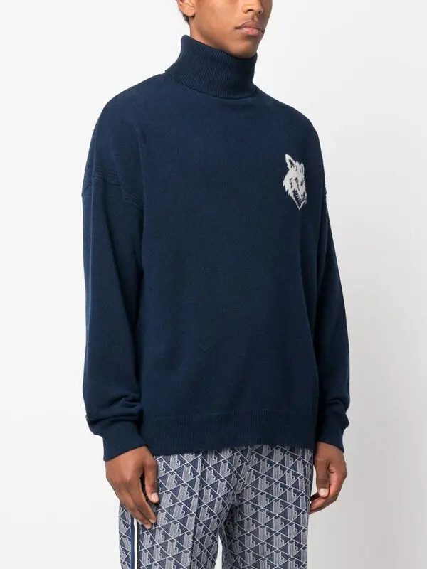 Maison Kitsuné Intarsia-knit Fox-head Wool Jumper