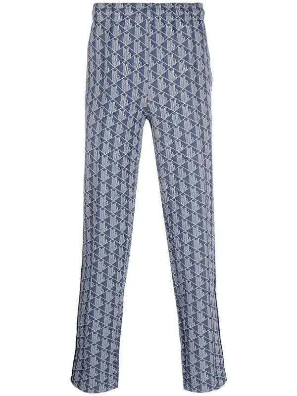 Lacoste Jacquard Monogram-pattern Track Pants - Blue