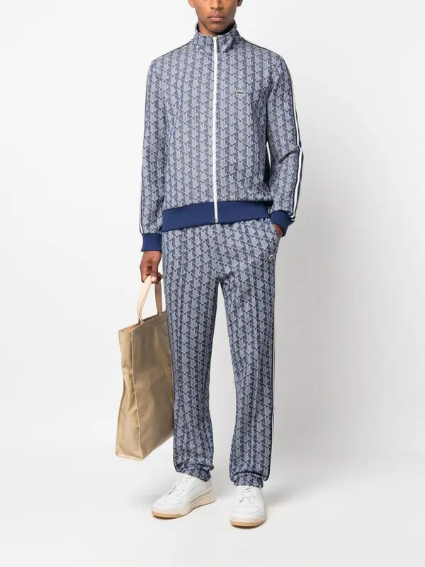 Lacoste Jacquard Monogram-pattern Track Pants - Blue