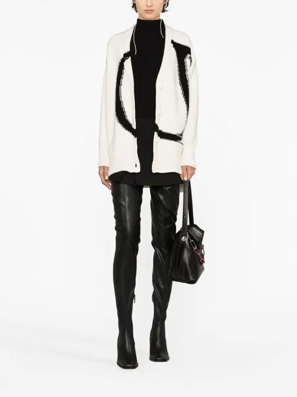 Off-White Logo-intarsia Wool Cardigan - White