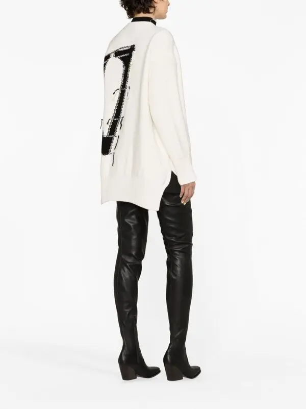 Off-White Logo-intarsia Wool Cardigan - White