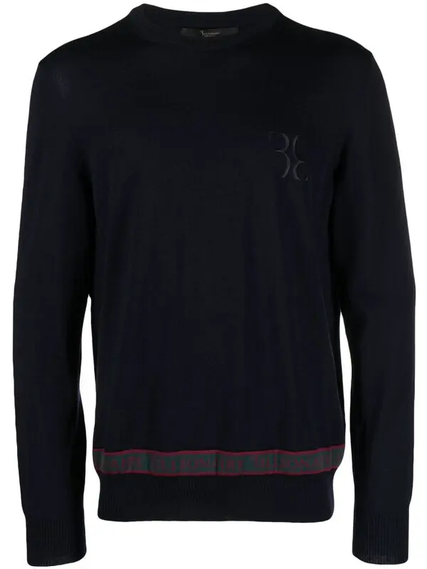 BILLIONAIRE Logo-embroidered Wool-silk Jumper - Blue