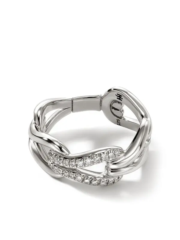 John Hardy Surf Pavé Link Ring - Silver
