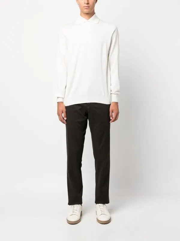 Brunello Cucinelli Long-sleeve Cashmere Polo Shirt - White