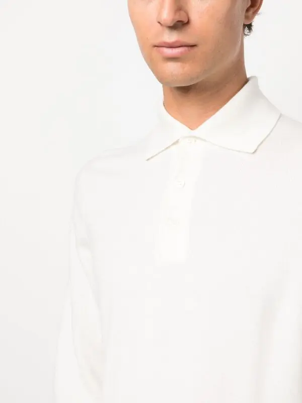 Brunello Cucinelli Long-sleeve Cashmere Polo Shirt - White
