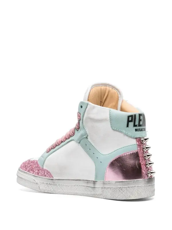 Philipp Plein Glitter Retrokickz Tm Leather Sneakers
