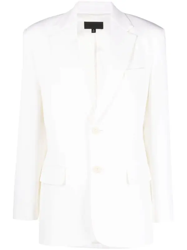 NILI LOTAN Shoulder-pads Single-breasted Blazer - White