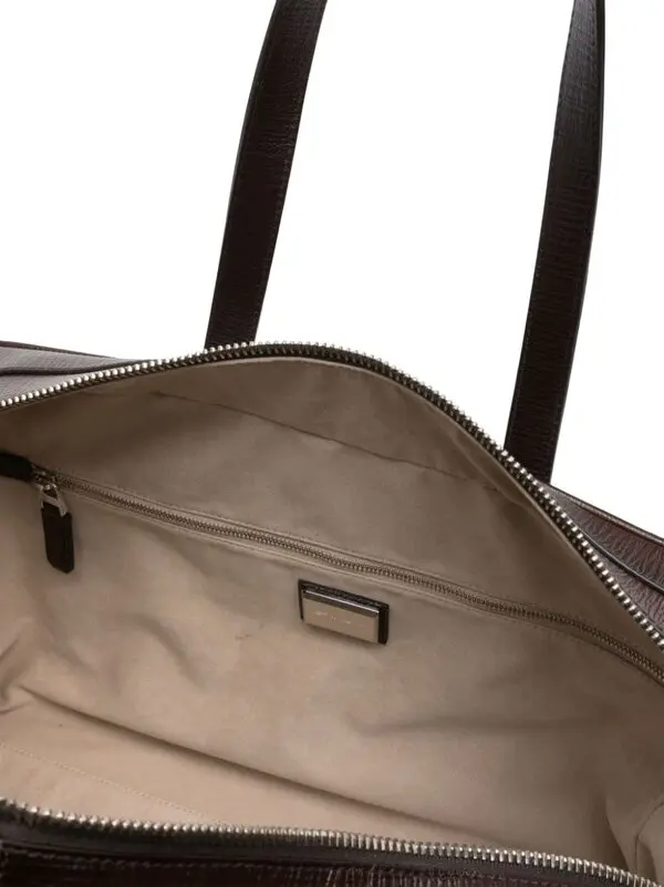 Santoni Logo-lettering Leather Holdall - Brown