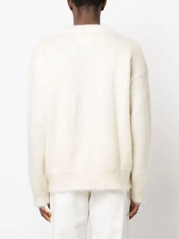 JIL SANDER Monogram-embroidered Mohair-blend Jumper - Neutrals