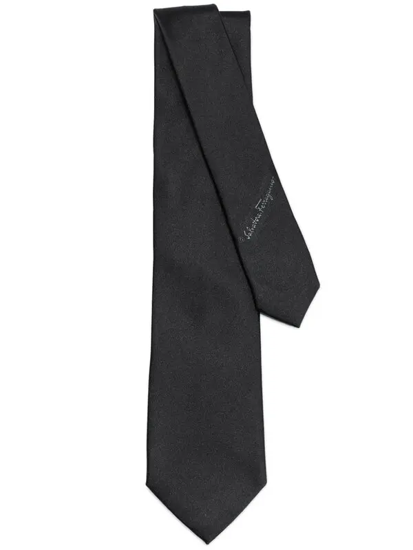 FERRAGAMO Patterned-jacquard Silk Tie - Black