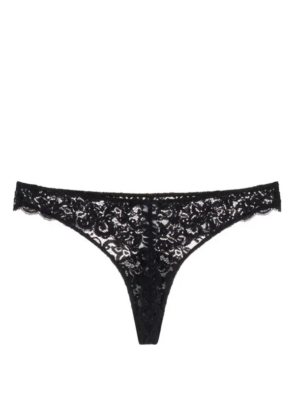 Hanro Moments Lace Thong - Black