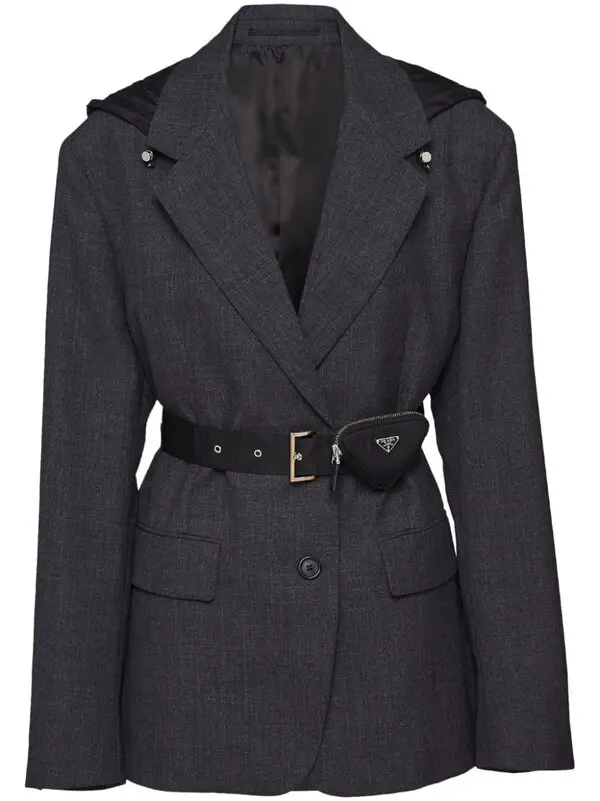 Prada Re-Nylon Single-Breasted Jacket - Grey | Editorialist