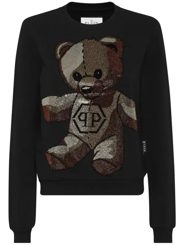 Philipp Plein Teddy Bear Crystal-embellished Sweatshirt - Black