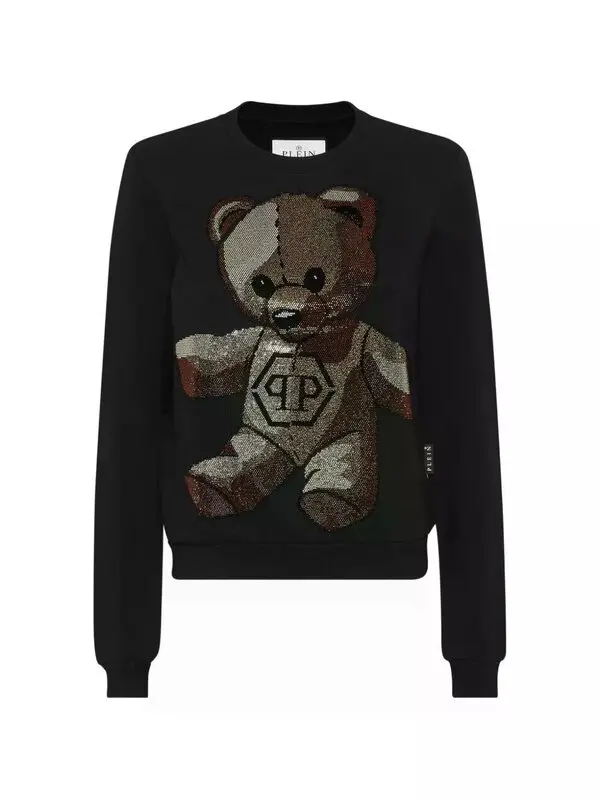 Philipp Plein Teddy Bear Crystal-embellished Sweatshirt - Black