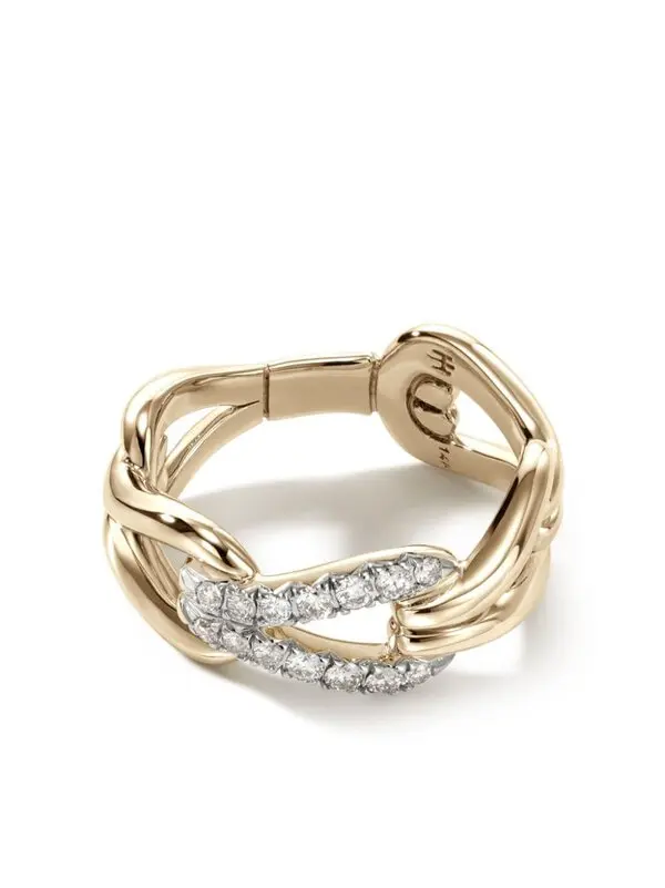 John Hardy 18kt Yellow Surf Diamond Ring - Gold