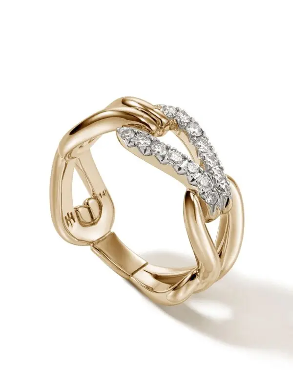 John Hardy 18kt Yellow Surf Diamond Ring