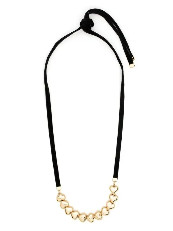 NUMBERING Heart-beads Velvet Necklace - Gold