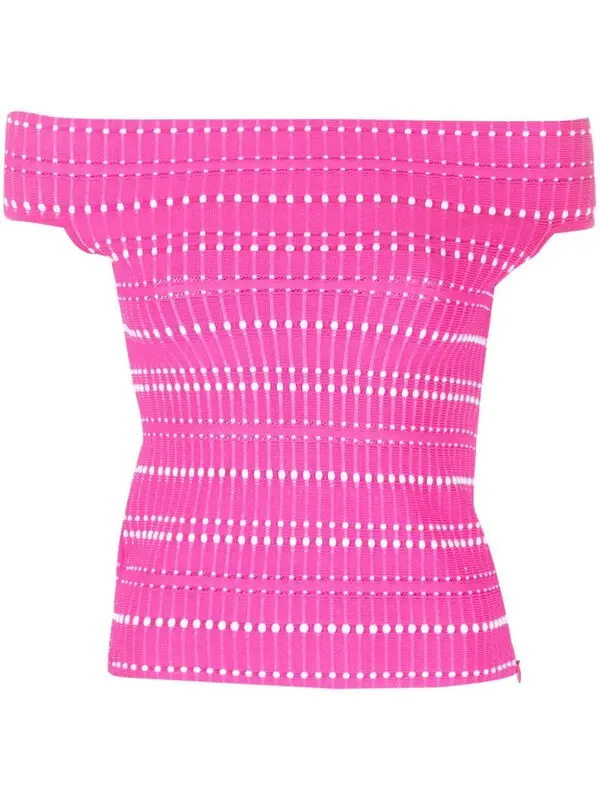 Alexander McQueen Open-knit Off-the-shoulder Top - Pink