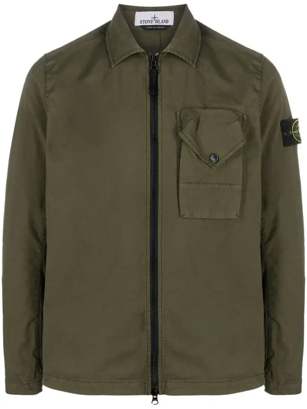 Stone Island Compass-patch Zip-up Overshirt