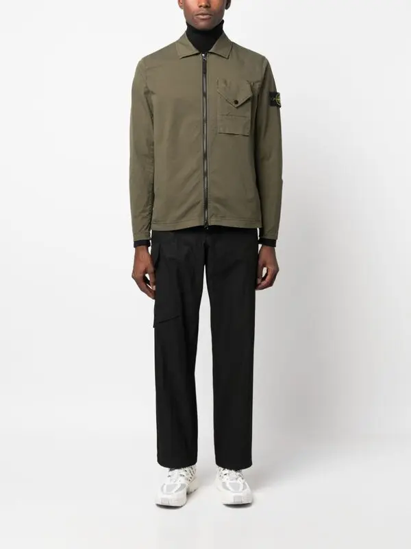 Stone Island Compass-patch Zip-up Overshirt