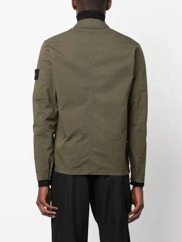 Stone Island Compass-patch Zip-up Overshirt