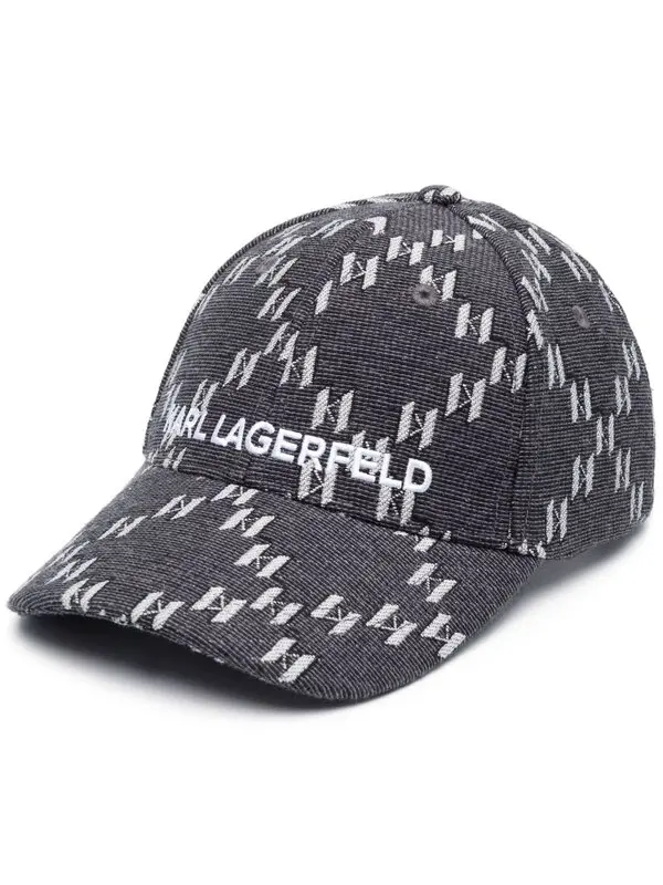 Karl Lagerfeld K/monogram Jacquard Cap - Black