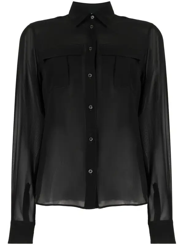 Aspesi Semi-sheer Construction Silk Blouse