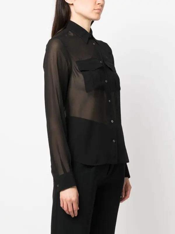 Aspesi Semi-sheer Construction Silk Blouse