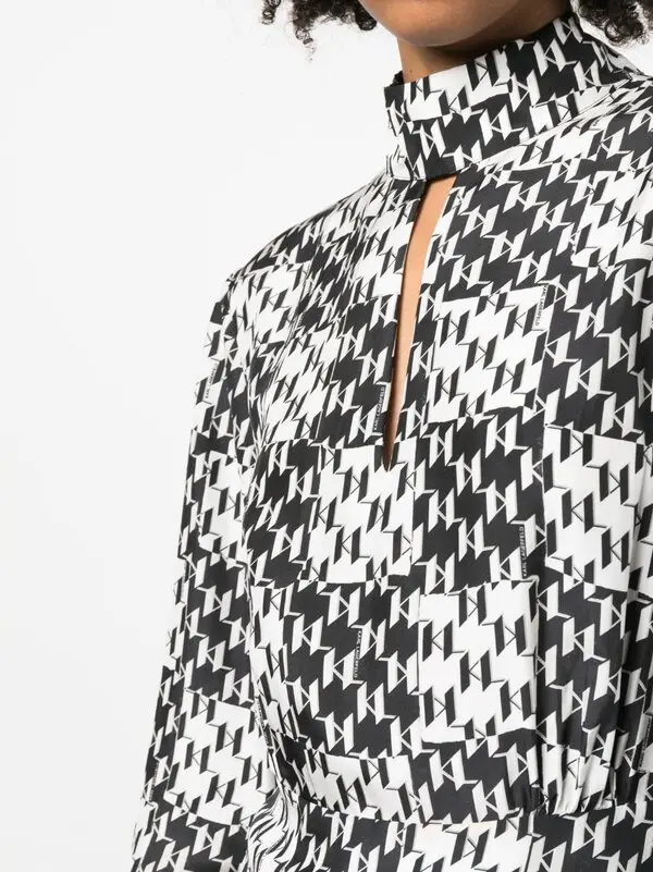 Karl Lagerfeld Monogram-jacquard Silk Midi Dress