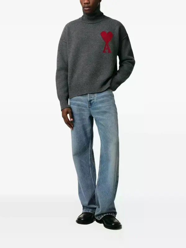 AMI Paris De Coeur Sweater - Grey