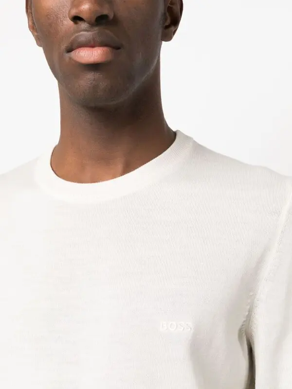 BOSS Logo-embroidered Jumper - Neutrals