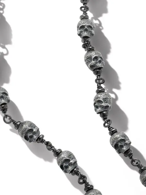 David Yurman Sterling Memento Mori Skull Rosary Necklace - Silver