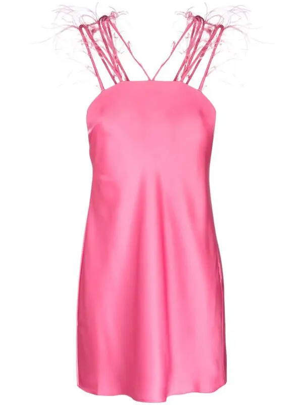 cult gaia pink feather dress Cult Gaia Nadira Feathered Pink Dress by Cult Gaia
