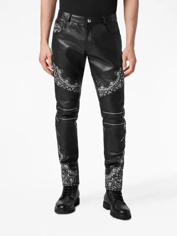 Philipp Plein Slim-cut Leather Trousers