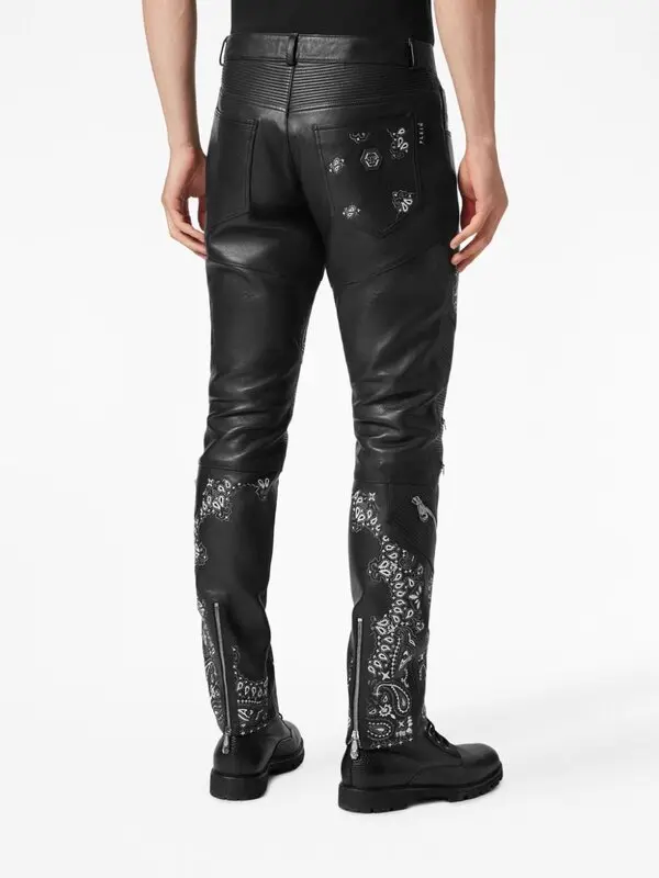 Philipp Plein Slim-cut Leather Trousers