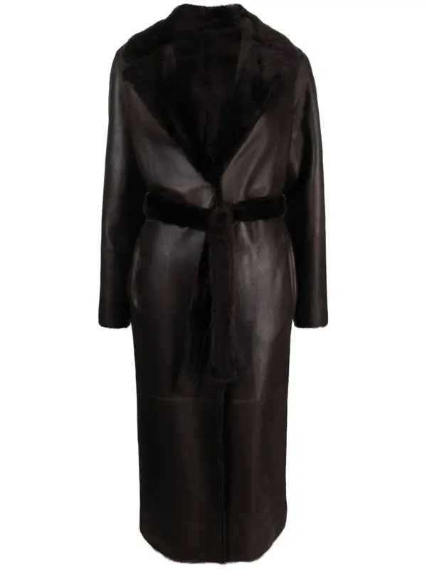 YVES SALOMON Belted Reversible Leather Coat