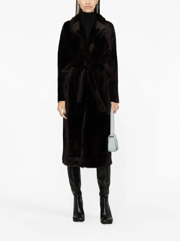 YVES SALOMON Belted Reversible Leather Coat